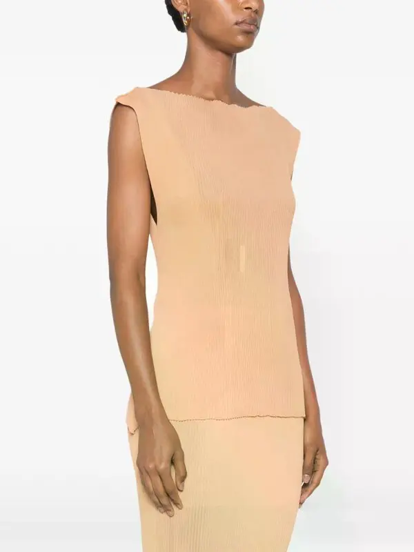 Alberta Ferretti Sleeveless Boat Neck Ribbed Top