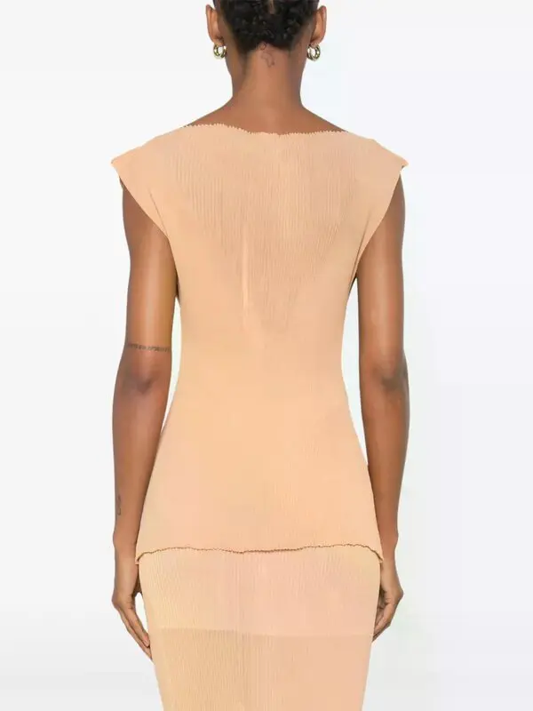Alberta Ferretti Sleeveless Boat Neck Ribbed Top