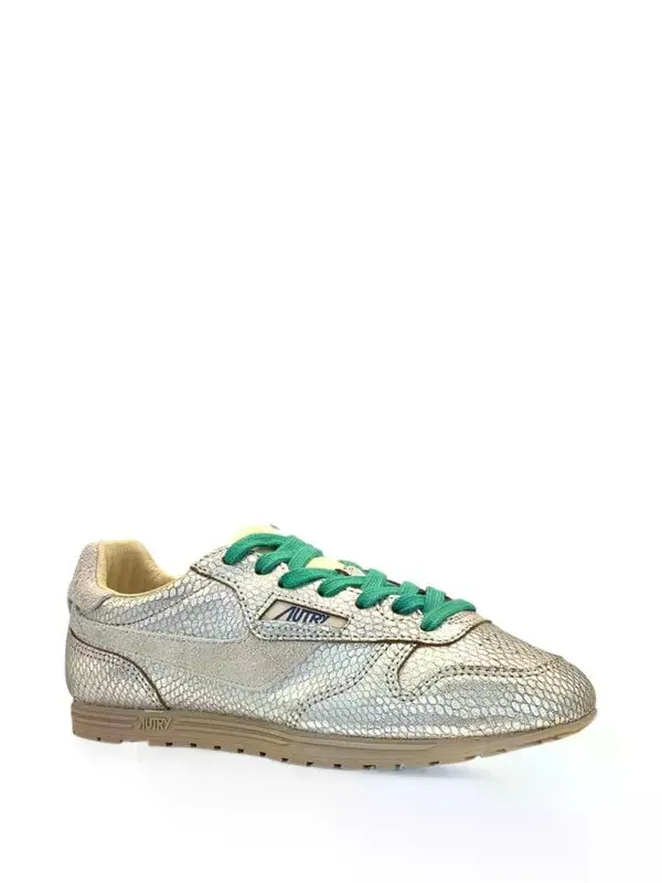 AUTRY Metallic Snakeskin-effect Lace-up Sneakers