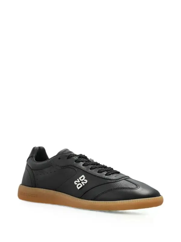 Dsquared2 Logo Plaque Leather Sneakers - Black