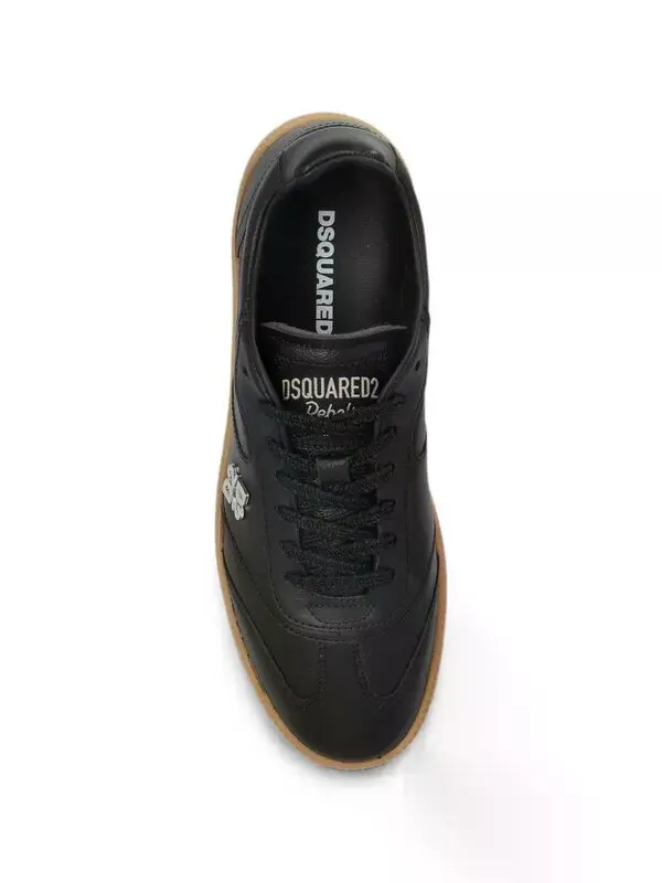 Dsquared2 Logo Plaque Leather Sneakers - Black