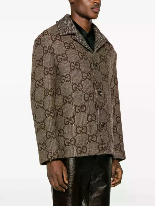 Gucci Maxi Gg-jacquard Wool Jacket