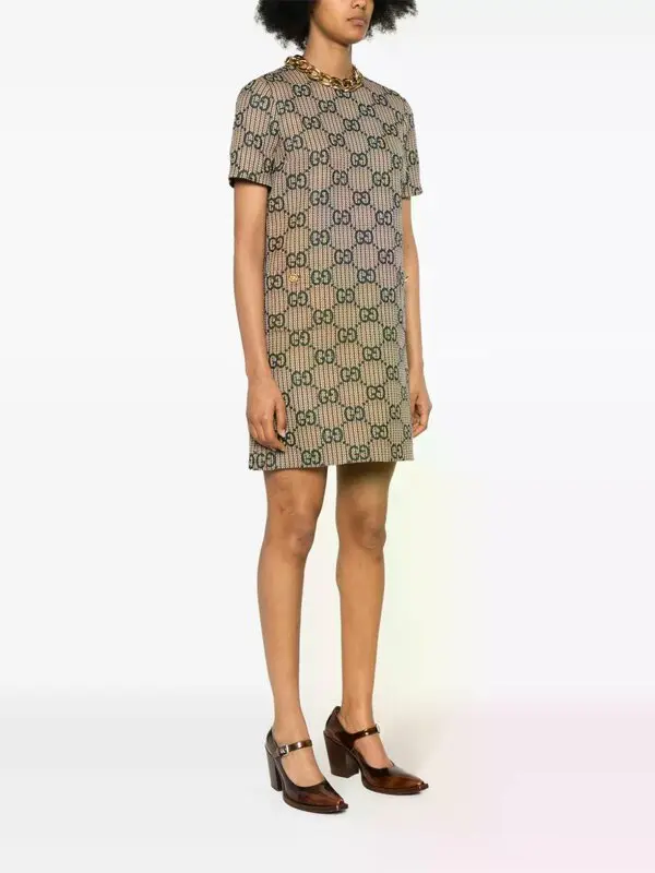 Gucci Gg Jacquard Wool Dress
