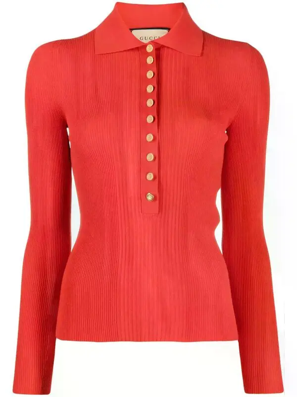 Gucci Ribbed Knit Polo Shirt