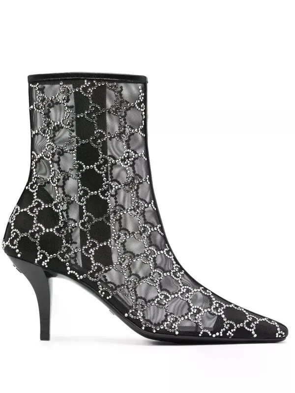 Gucci Embellished Gg Monogram Ankle Boots