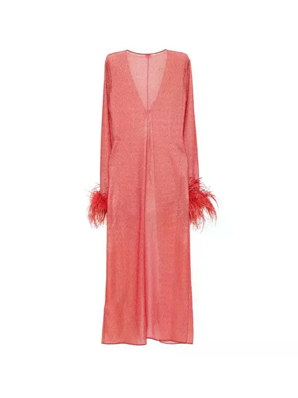 Oseree Feather-trim Beach Cover-up