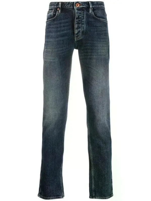 Emporio Armani Stonewashed Straight-leg Jeans