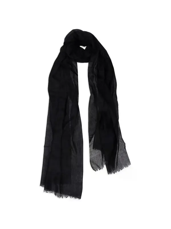LA ROSE Frayed-edge Scarf - Black