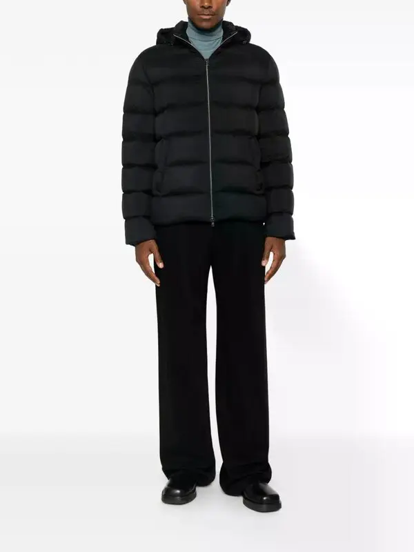Herno Quilted Hooded Jacket - Black