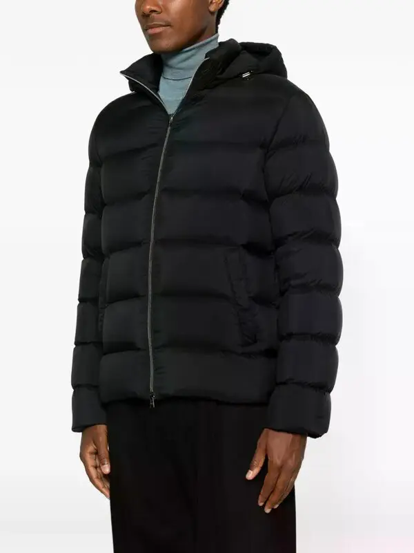 Herno Quilted Hooded Jacket - Black