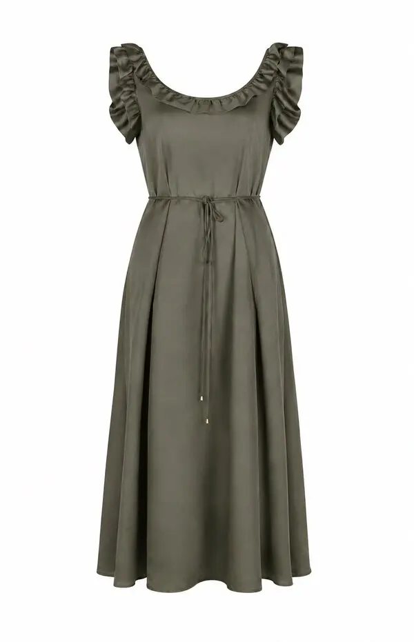 GUNDA HAFNER LTD Cotton Sateen Sleeveless Dress - Green