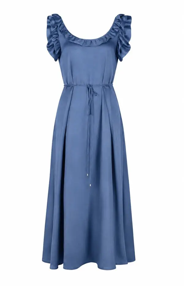 GUNDA HAFNER LTD Cotton Sateen Sleeveless Dress - Blue