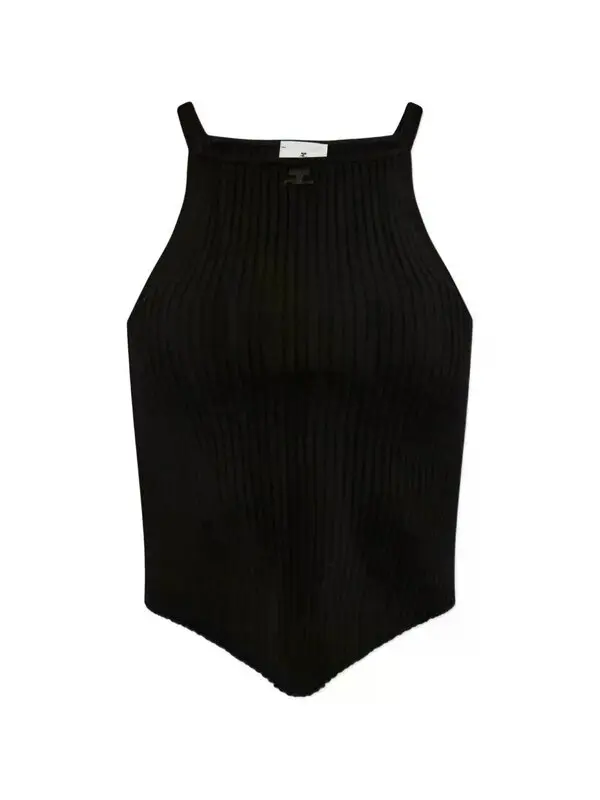 COURREGES Ribbed Knit Logo Patch Tank Top