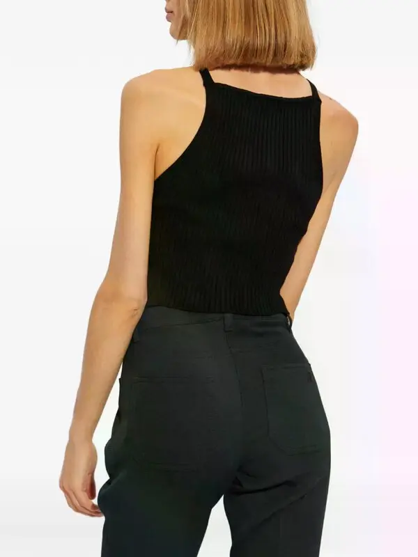 COURREGES Ribbed Knit Logo Patch Tank Top