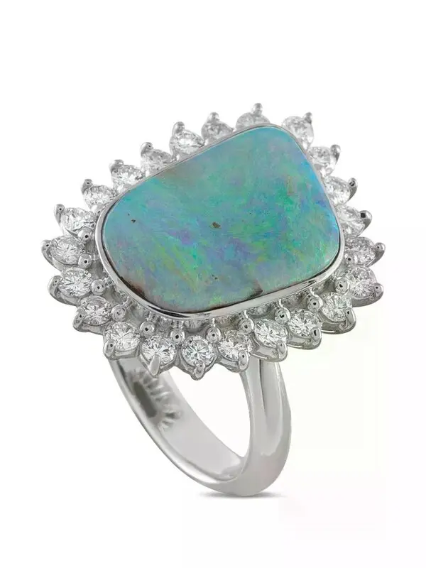 LB EXCLUSIVE Opal And Diamond Platinum Ring - Silver