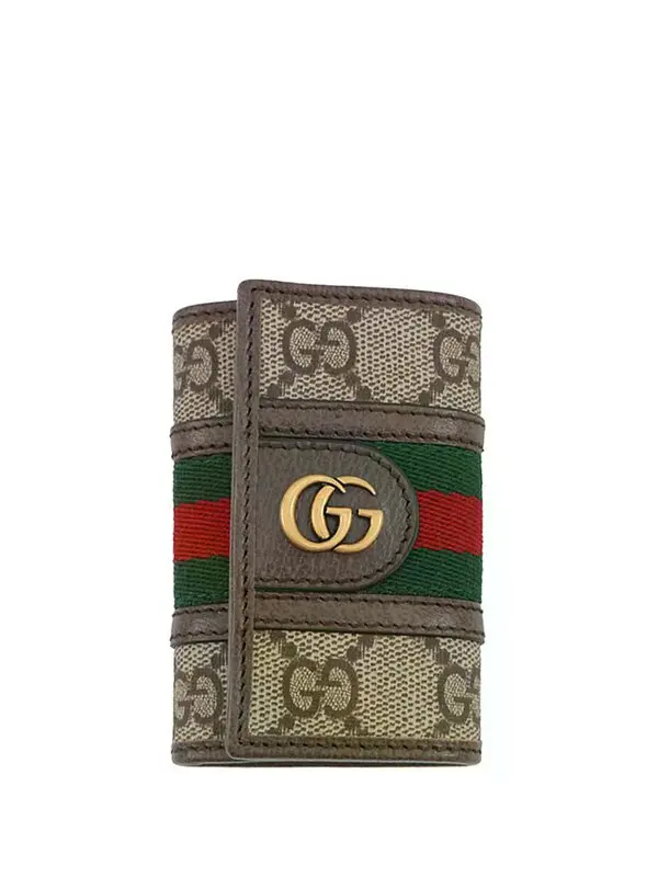 Gucci 2016-2026 Gg Supreme Web Ophidia Case Key Holder - Neutrals
