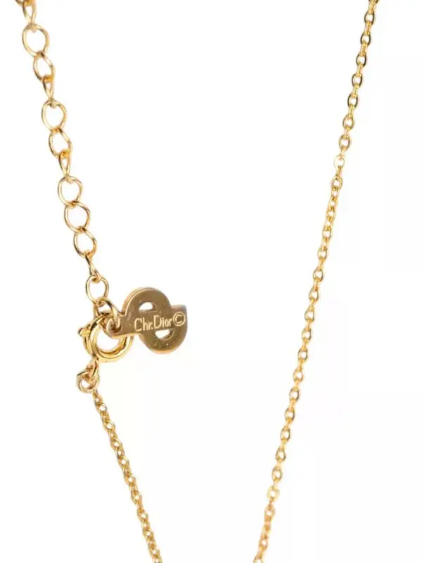Dior Plated Oblique Strass Necklace