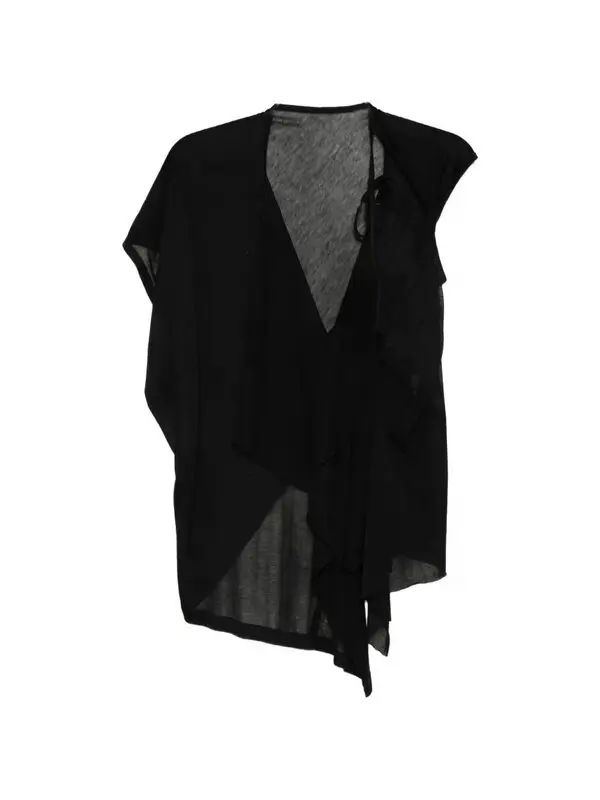 Yohji Yamamoto Asymmetric Draped V-neck Sleeveless Top