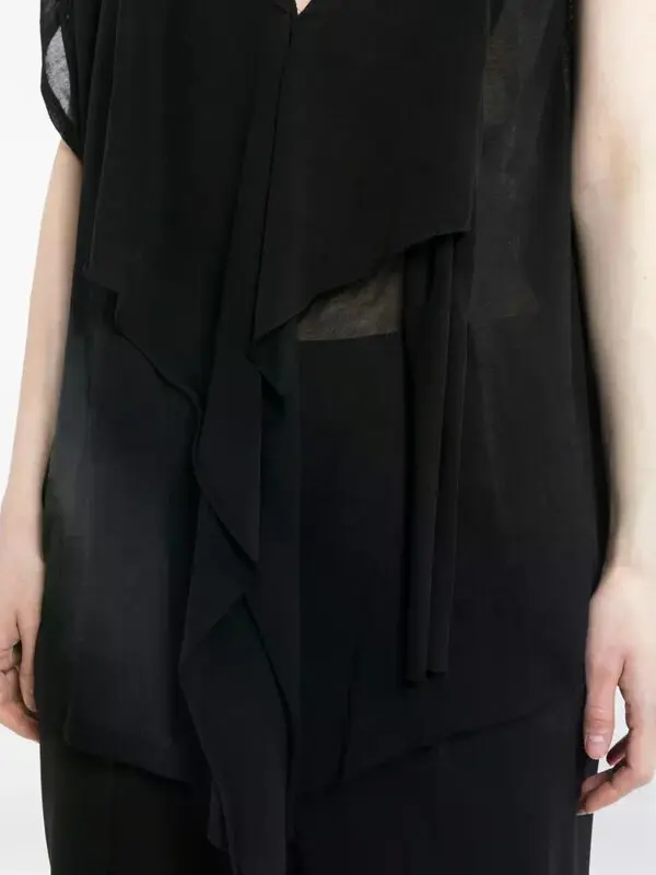 Yohji Yamamoto Asymmetric Draped V-neck Sleeveless Top