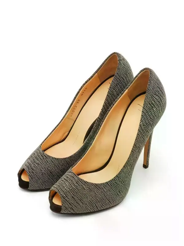 GIUSEPPE ZANOTTI Embossed Peep-toe Pumps - Grey