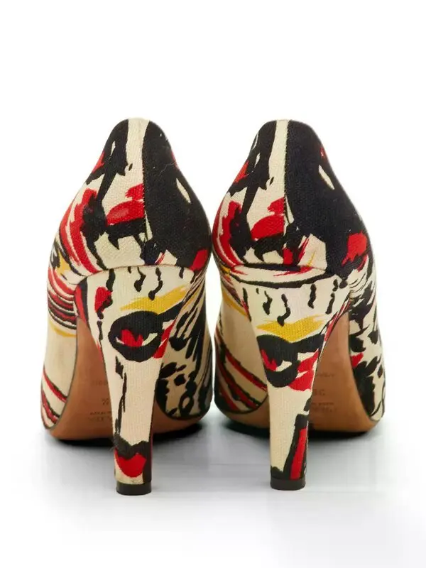 Prada Printed Canvas Round-toe Pumps