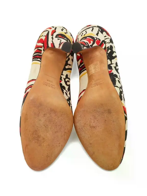 Prada Printed Canvas Round-toe Pumps