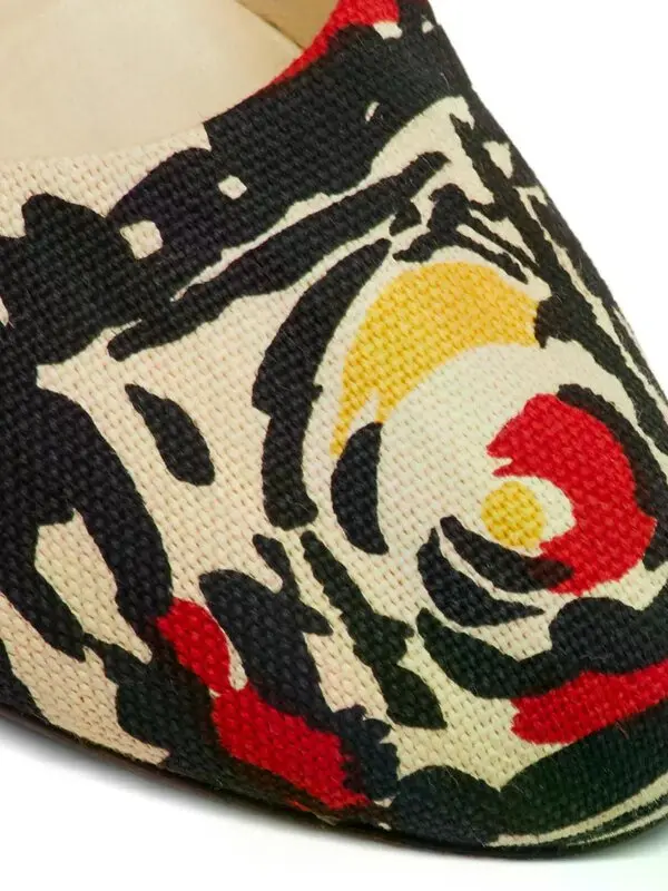Prada Printed Canvas Round-toe Pumps