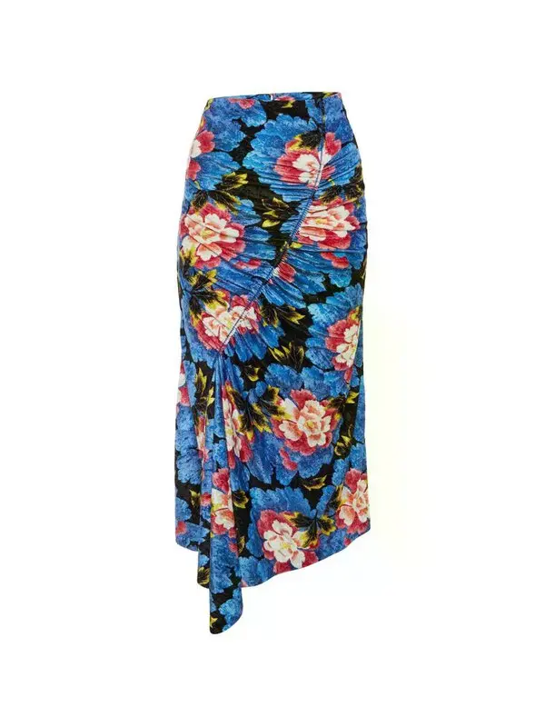 Kenzo Floral Print Asymmetric Hem Skirt