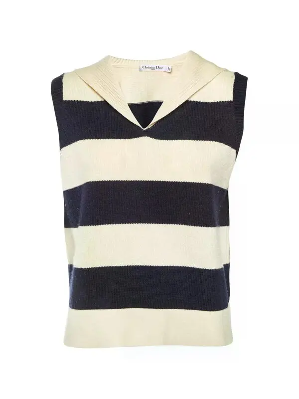 Dior Sleeveless Striped Knit Sweater