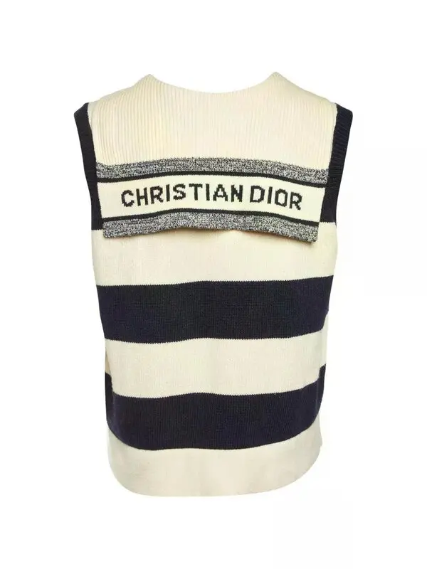 Dior Sleeveless Striped Knit Sweater