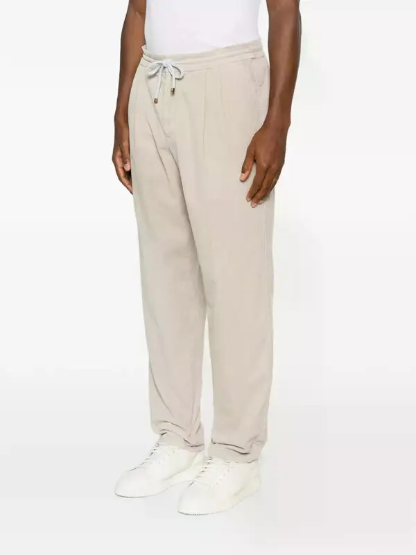 Brunello Cucinelli Pleated Corduroy Drawstring Trousers - Neutrals