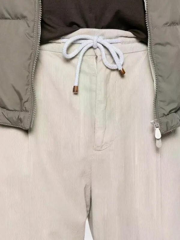 Brunello Cucinelli Pleated Corduroy Drawstring Trousers - Neutrals