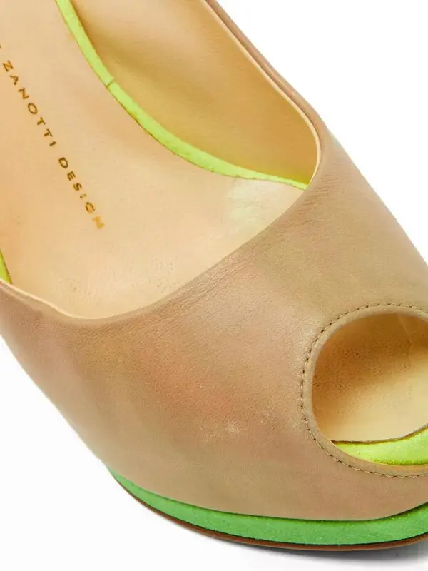 GIUSEPPE ZANOTTI Leather Peep-toe Slingback Pumps - Neutrals