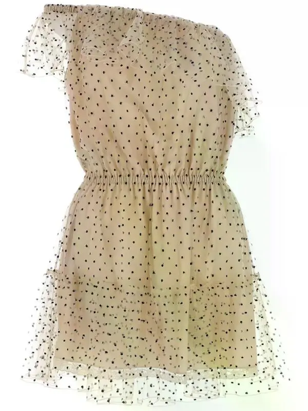 Gucci Polka Dot One-shoulder Minidress - Neutrals