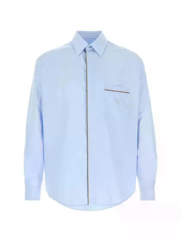 Fendi Piping-detail Cotton Shirt - Blue