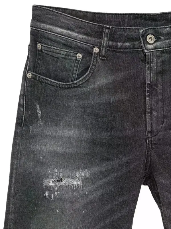 DONDUP Derick Distressed Paint-splatter Denim Shorts