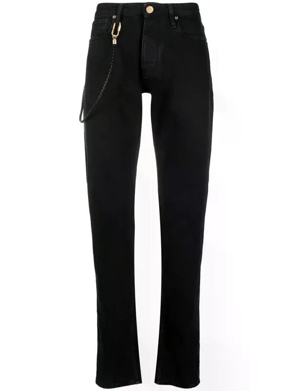 Emporio Armani Straight Leg Jeans With Leather Strap Detail