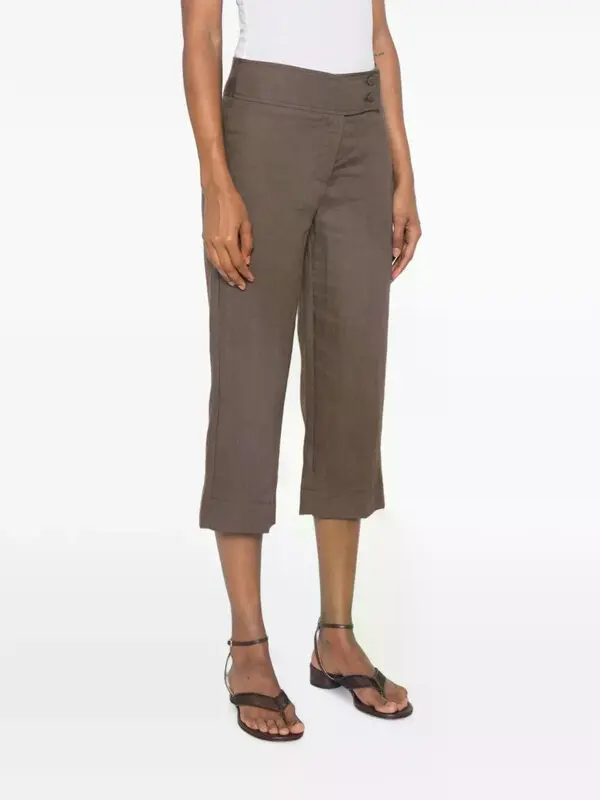 VICOLO Cropped Trousers With Button Detail
