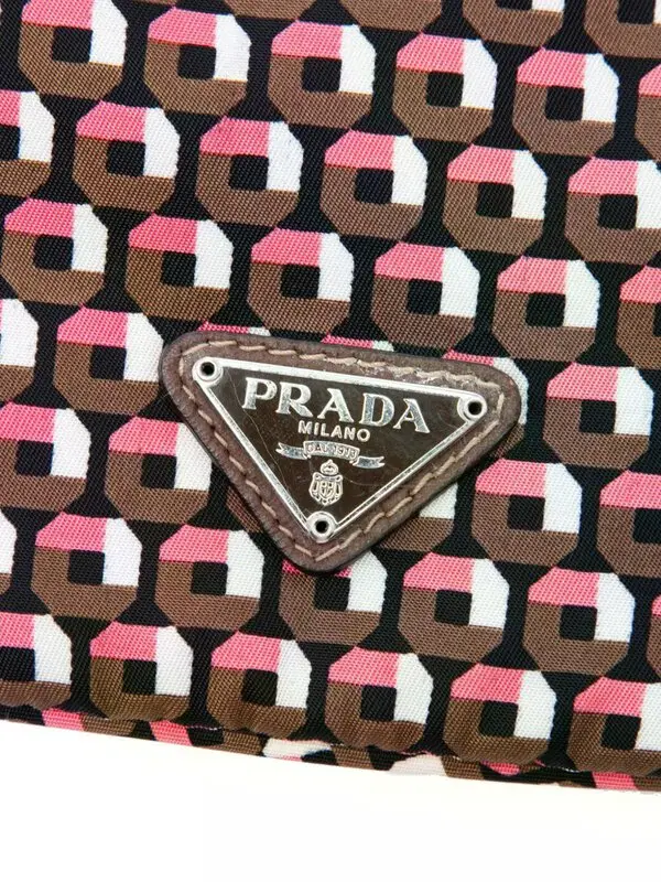Prada 2000-2013 Tessuto Geometric Print Drawstring Pouch