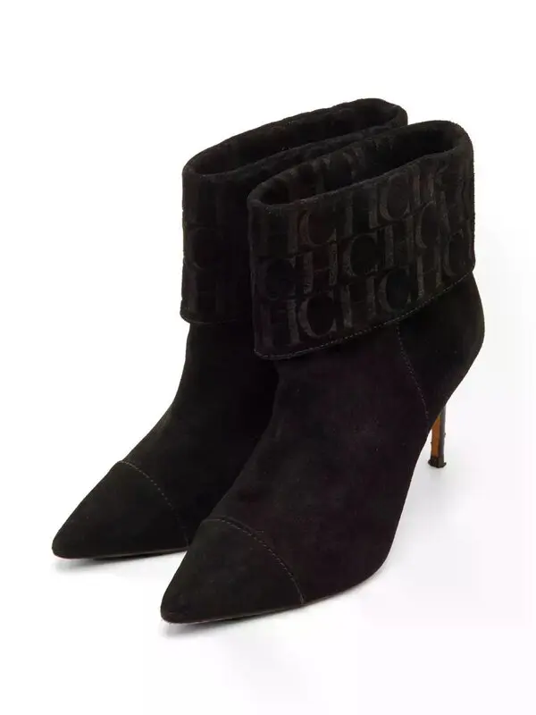 Carolina Herrera Logo-embossed Pointed-toe Ankle Boots
