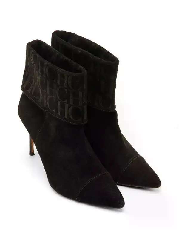 Carolina Herrera Logo-embossed Pointed-toe Ankle Boots