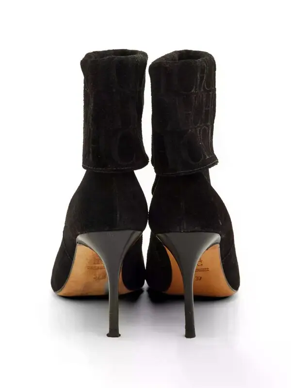 Carolina Herrera Logo-embossed Pointed-toe Ankle Boots
