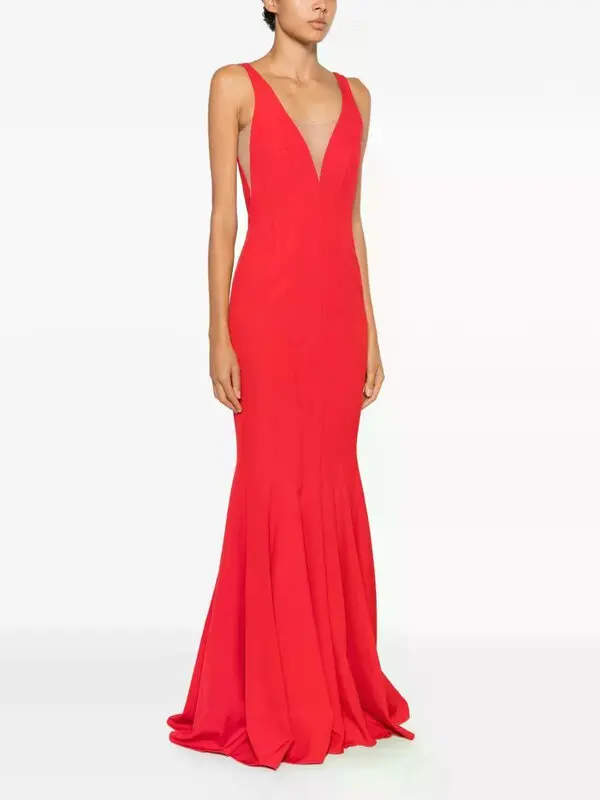 ALESSANDRO LEGORA V-neck Maxi Dress With Sheer Panel Detail