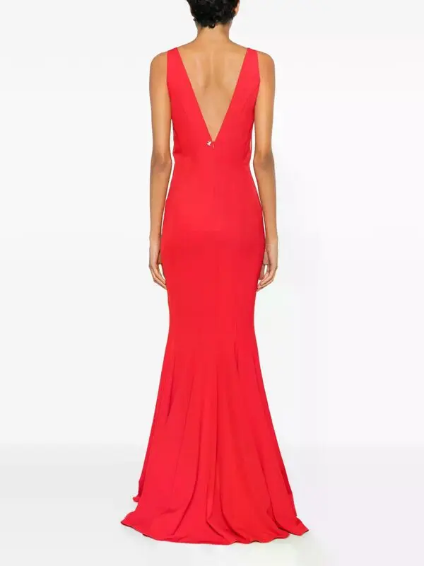 ALESSANDRO LEGORA V-neck Maxi Dress With Sheer Panel Detail