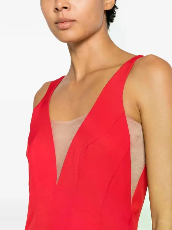 ALESSANDRO LEGORA V-neck Maxi Dress With Sheer Panel Detail