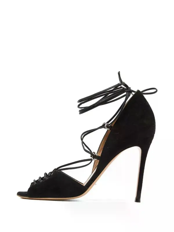 GIANVITO ROSSI Suede Lace-up Sandals - Black