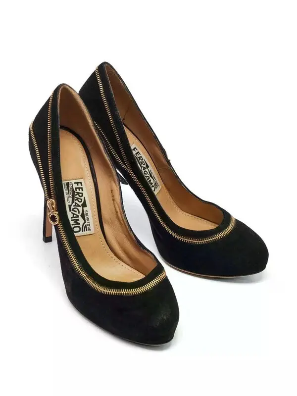 FERRAGAMO Rory Suede Zipper Pumps