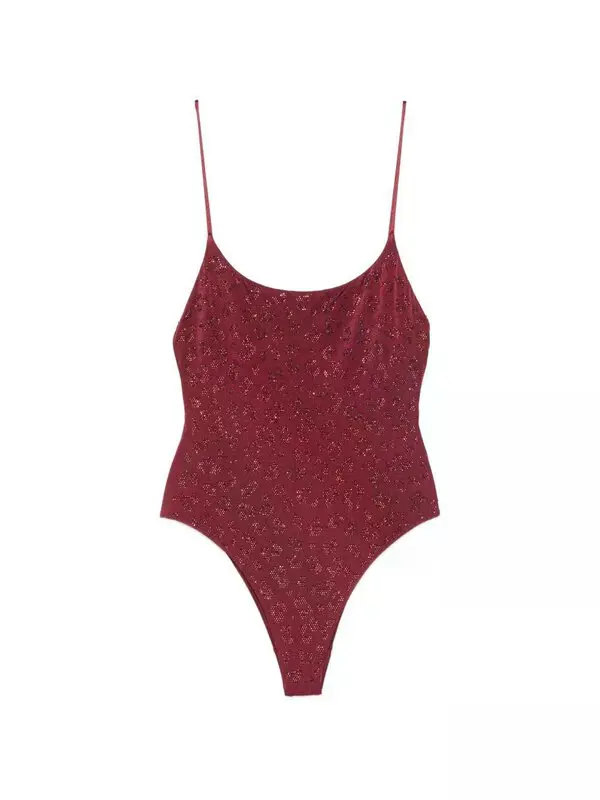 MC2 SAINT BARTH Cecille Glitter-leopard One Piece Swimsuit - Red