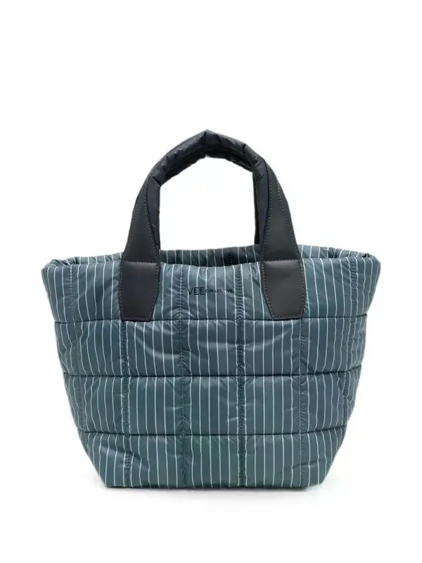 VEECOLLECTIVE Porter Pinstripe Quilted Tote Bag - Blue