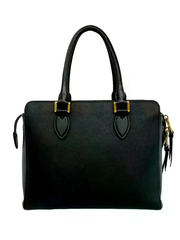 Prada Saffiano And Soft Calf Satchel - Black
